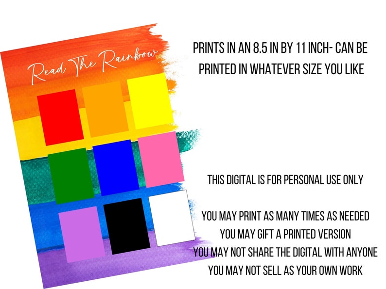 Read the Rainbow Reading Challenge Reading List Reading - Etsy