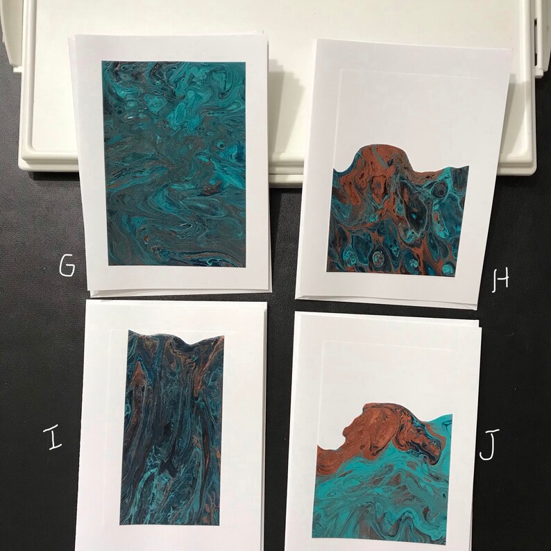 Teal and Copper Acrylic Pouring Note Cards - Etsy