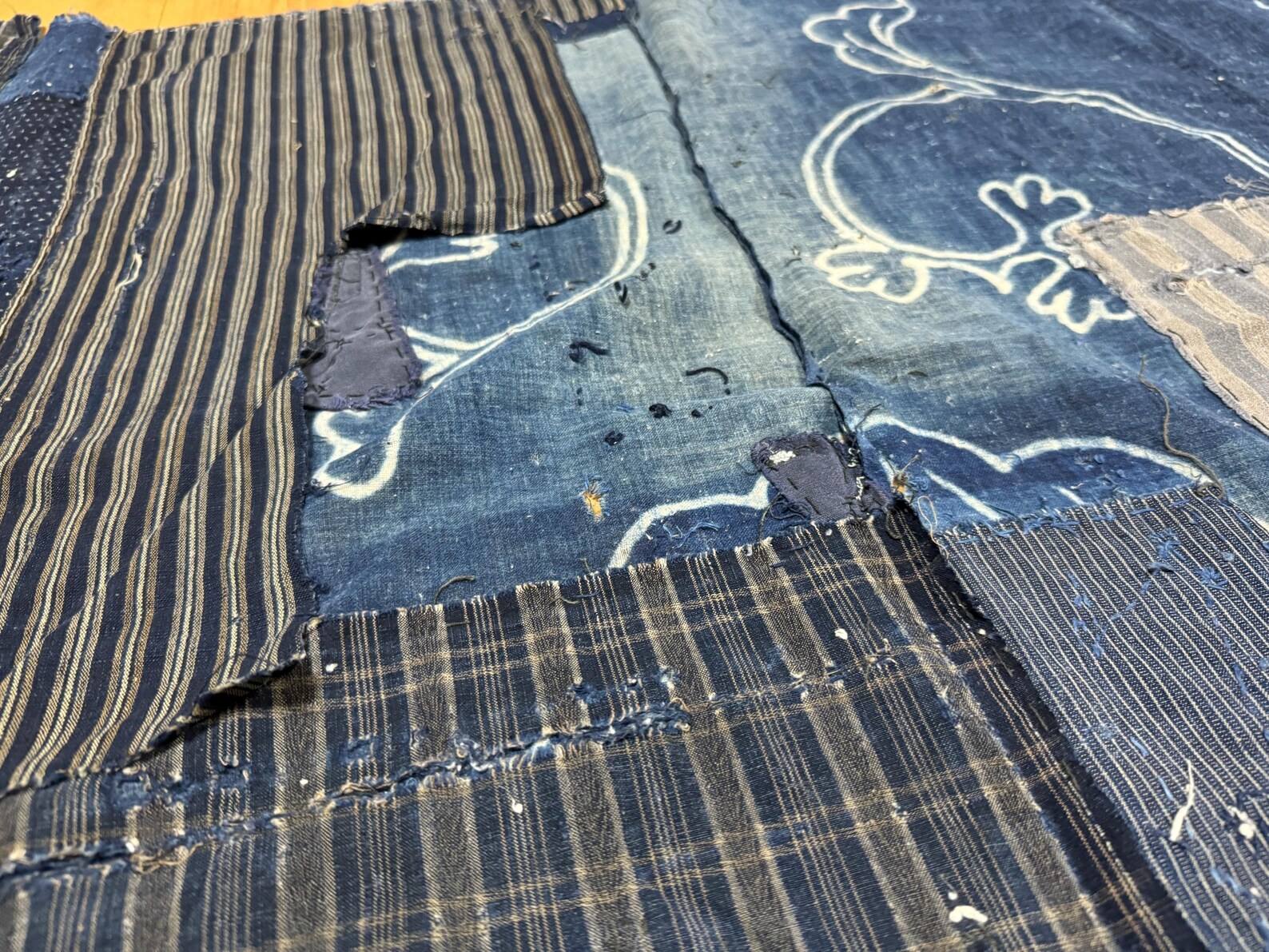 Indigo Tsutsugaki Boro Fabric, Japanese Vintage Textile - Etsy