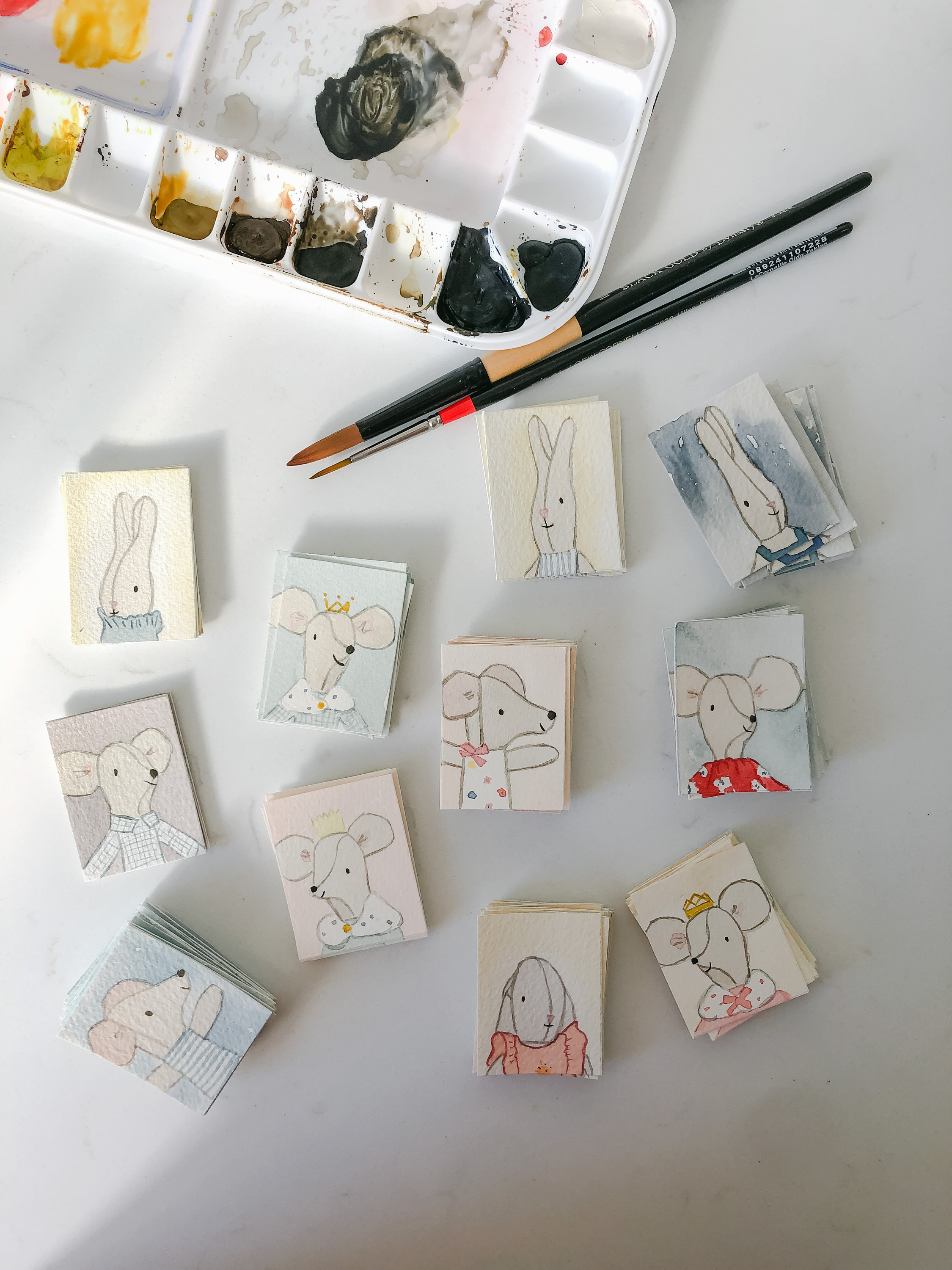 Maileg Baby Bunny Watercolor Portrait - Etsy