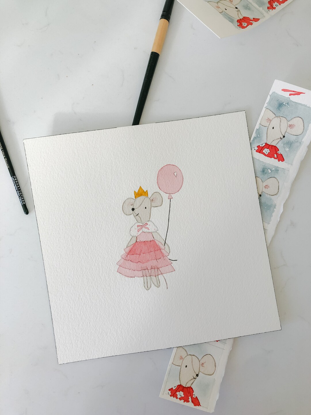 Maileg Birthday Princess Mouse Watercolor Portrait - Etsy