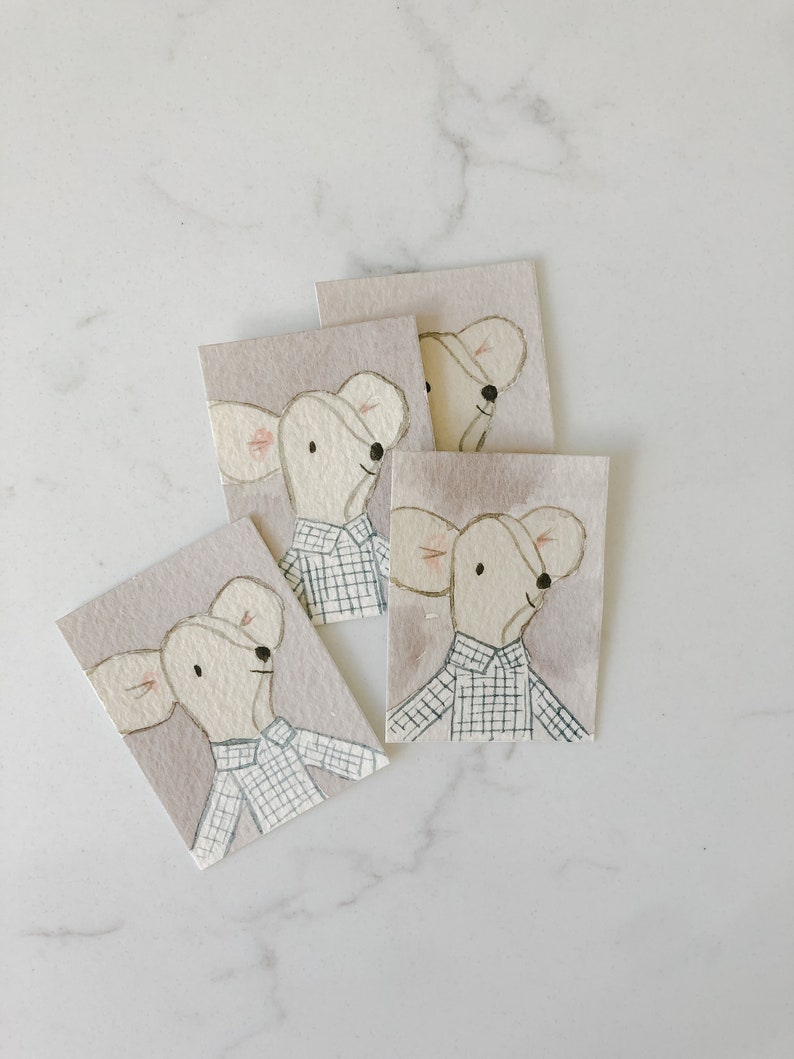 Maileg Little Brother Mouse Watercolor Portrait - Etsy