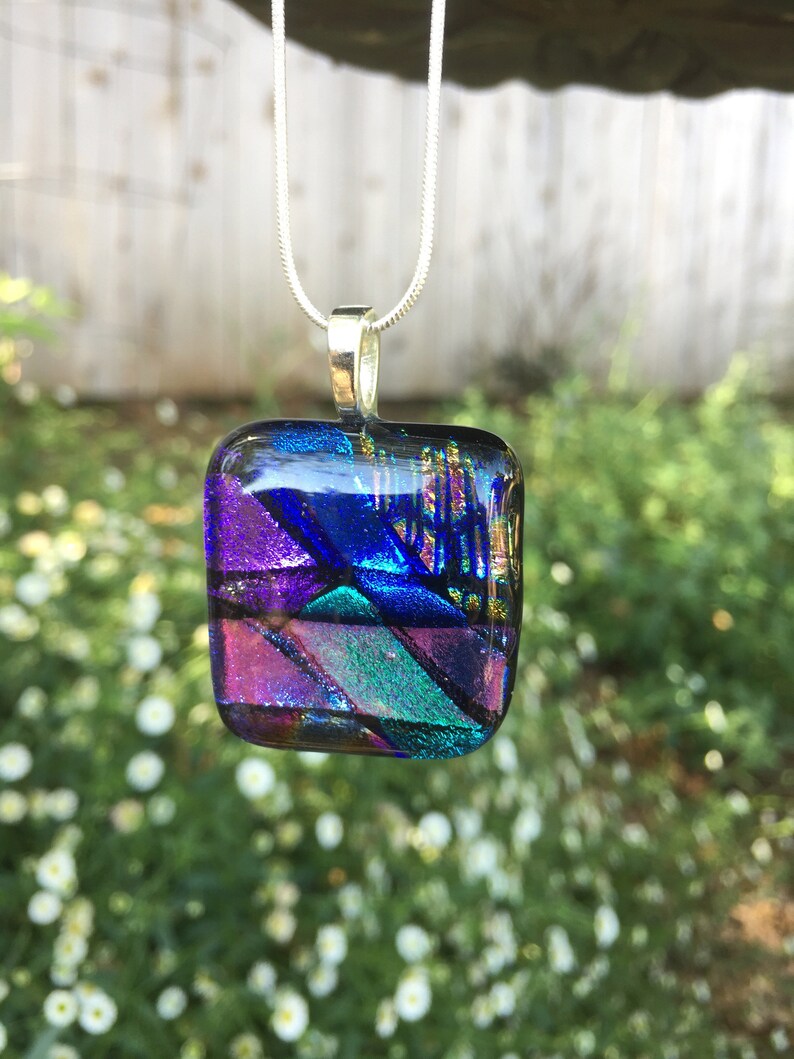 Dichroic Fused Glass Pendant - Etsy