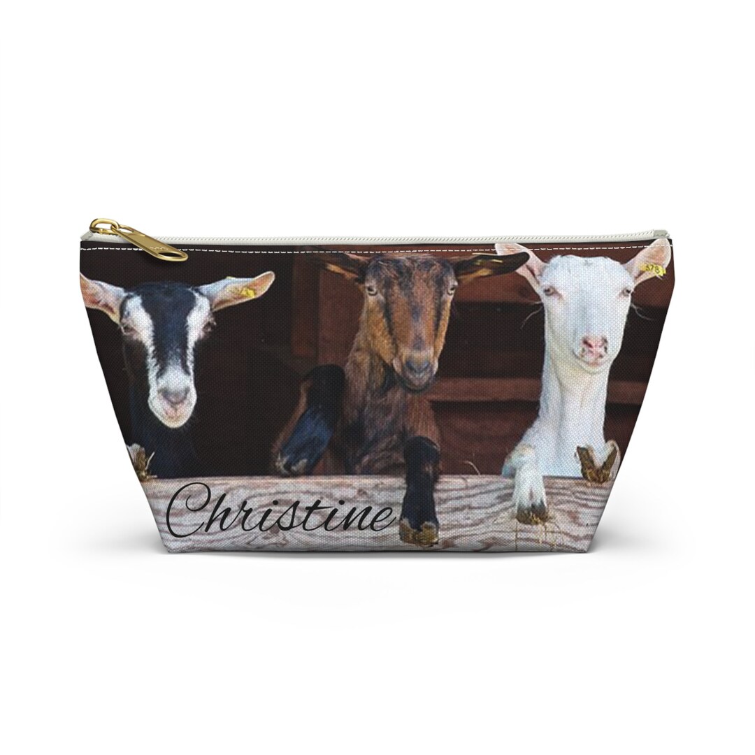 Goat Cosmetic Bag, Personalized Makeup Bag, Goat Makeup Bag, Pencil ...
