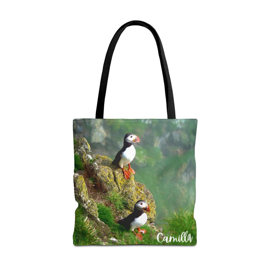 Puffin Tote Bag - Personalized Bird Lover Gift, Reusable Grocery Bag ...