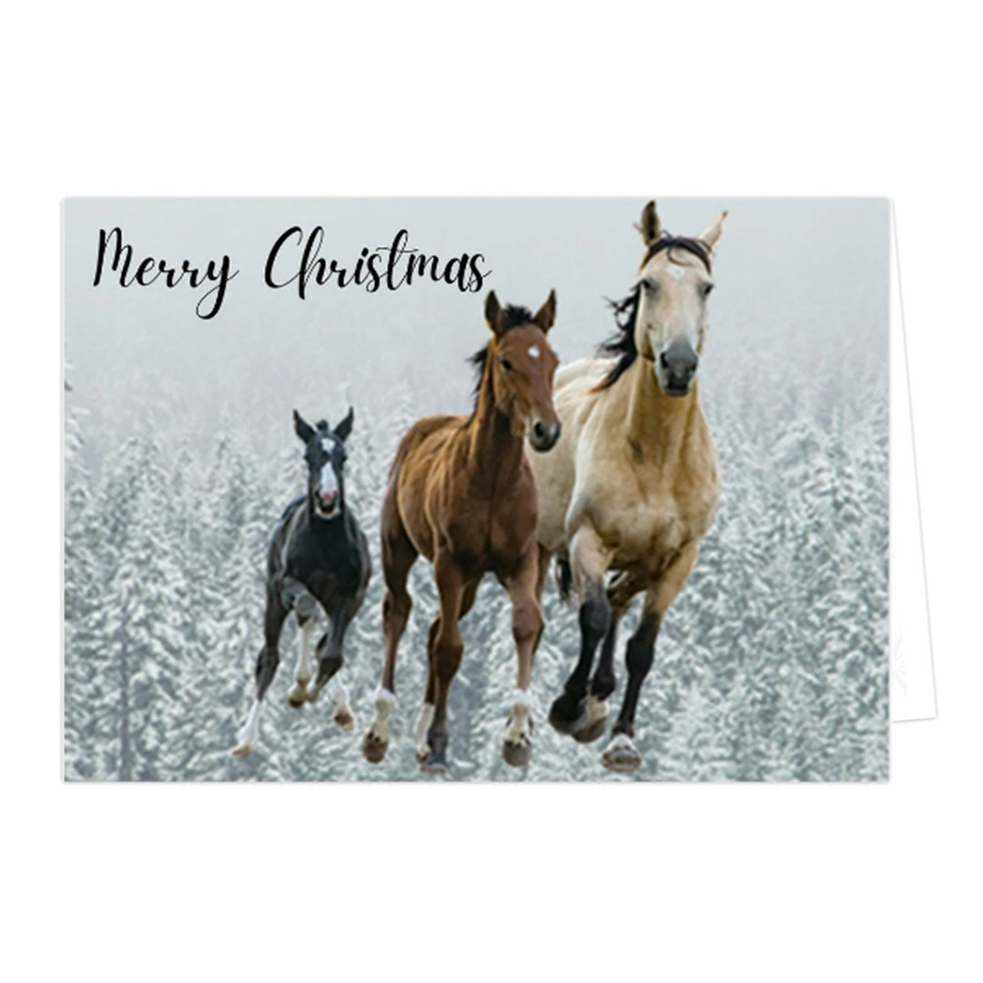 Personalized Horse Christmas Cards: Winter Scene Holiday Card Set - Etsy