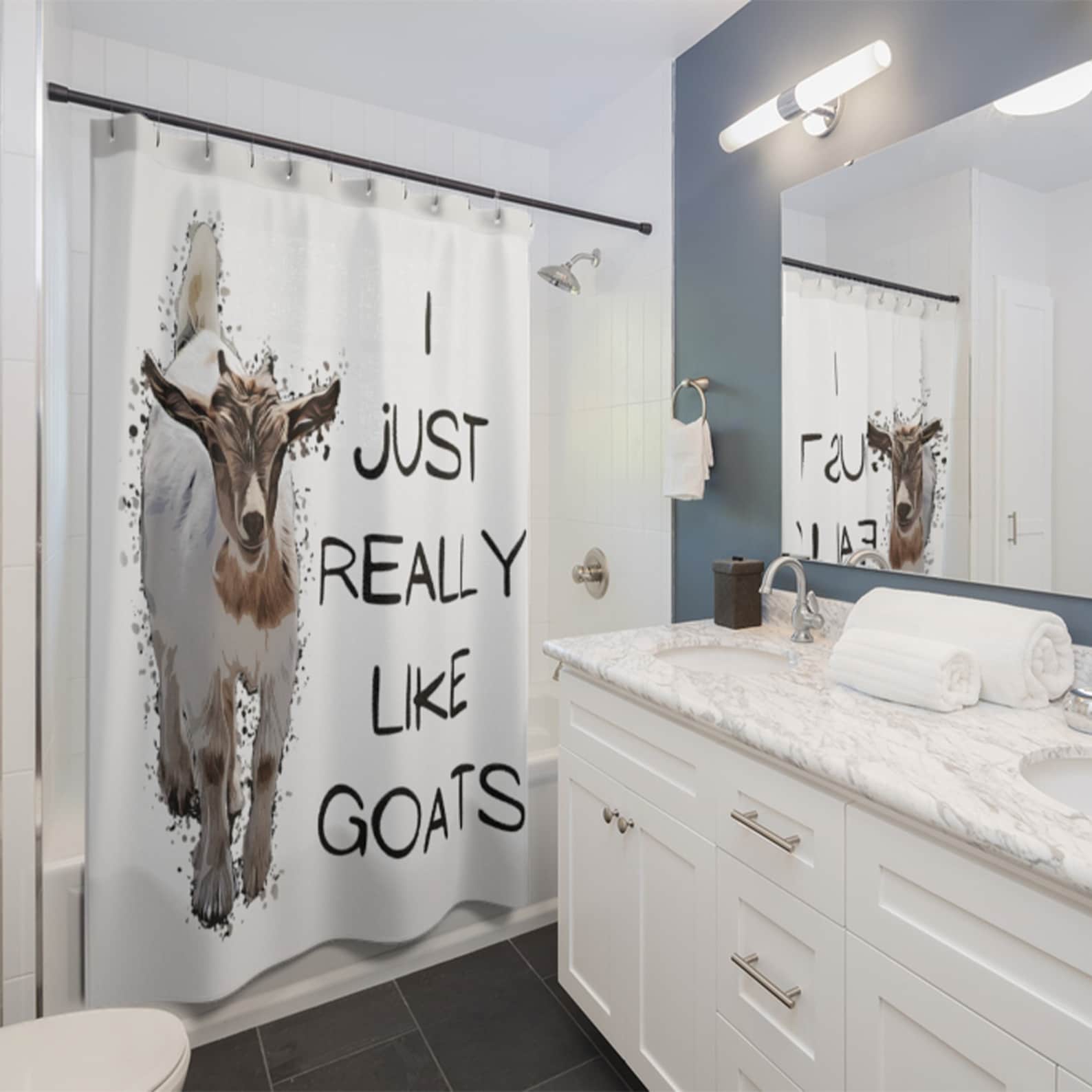 Shower Curtain Goats, Goat Shower Curtains, Goat Lover Gifts, Shower ...