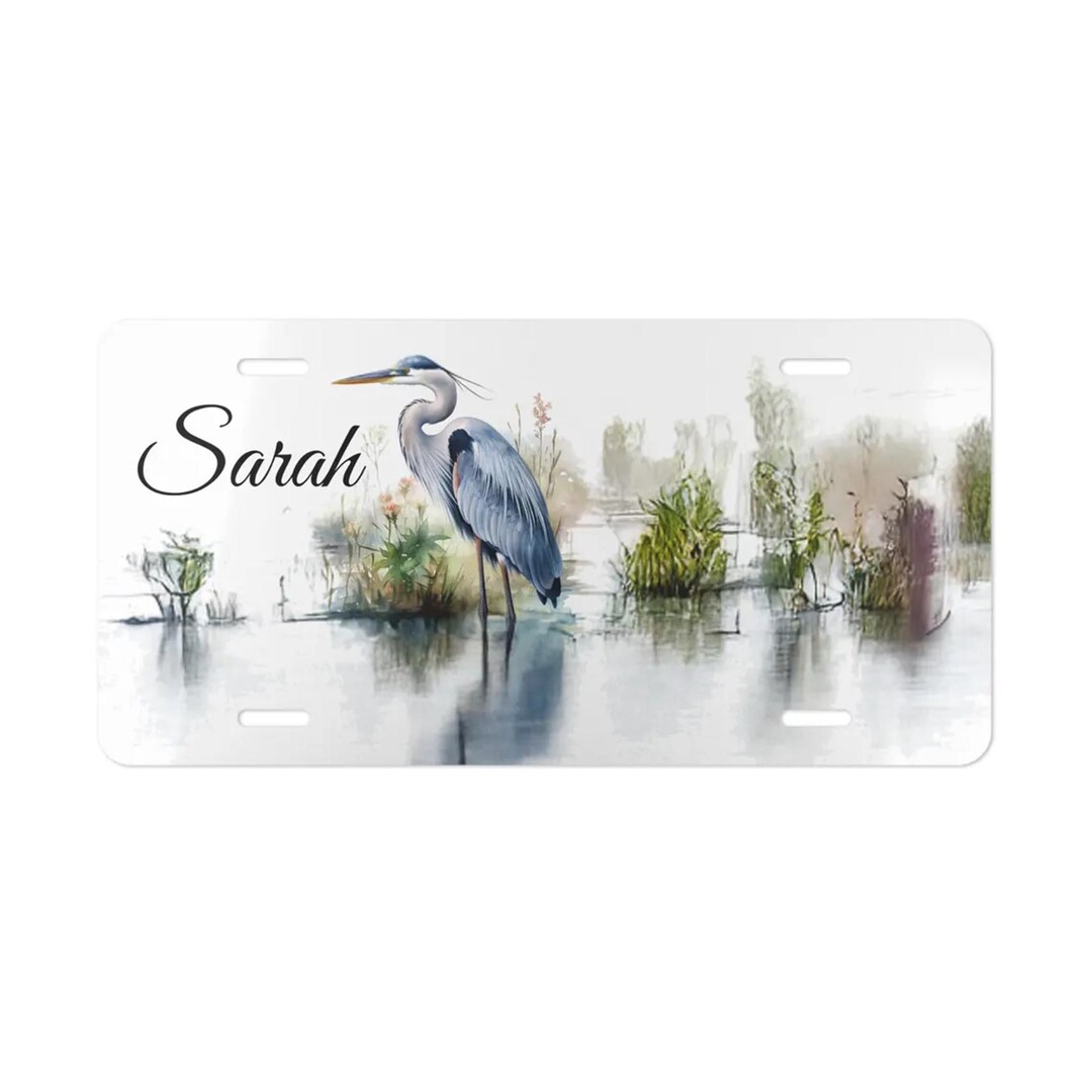Front License Plate, Blue Heron Vanity Plate, Car Decor, Personalized ...
