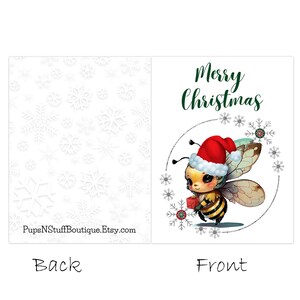 Bumble Bee Christmas Cards, Bee Holiday Card Pack, Christmas Bee, Honey ...
