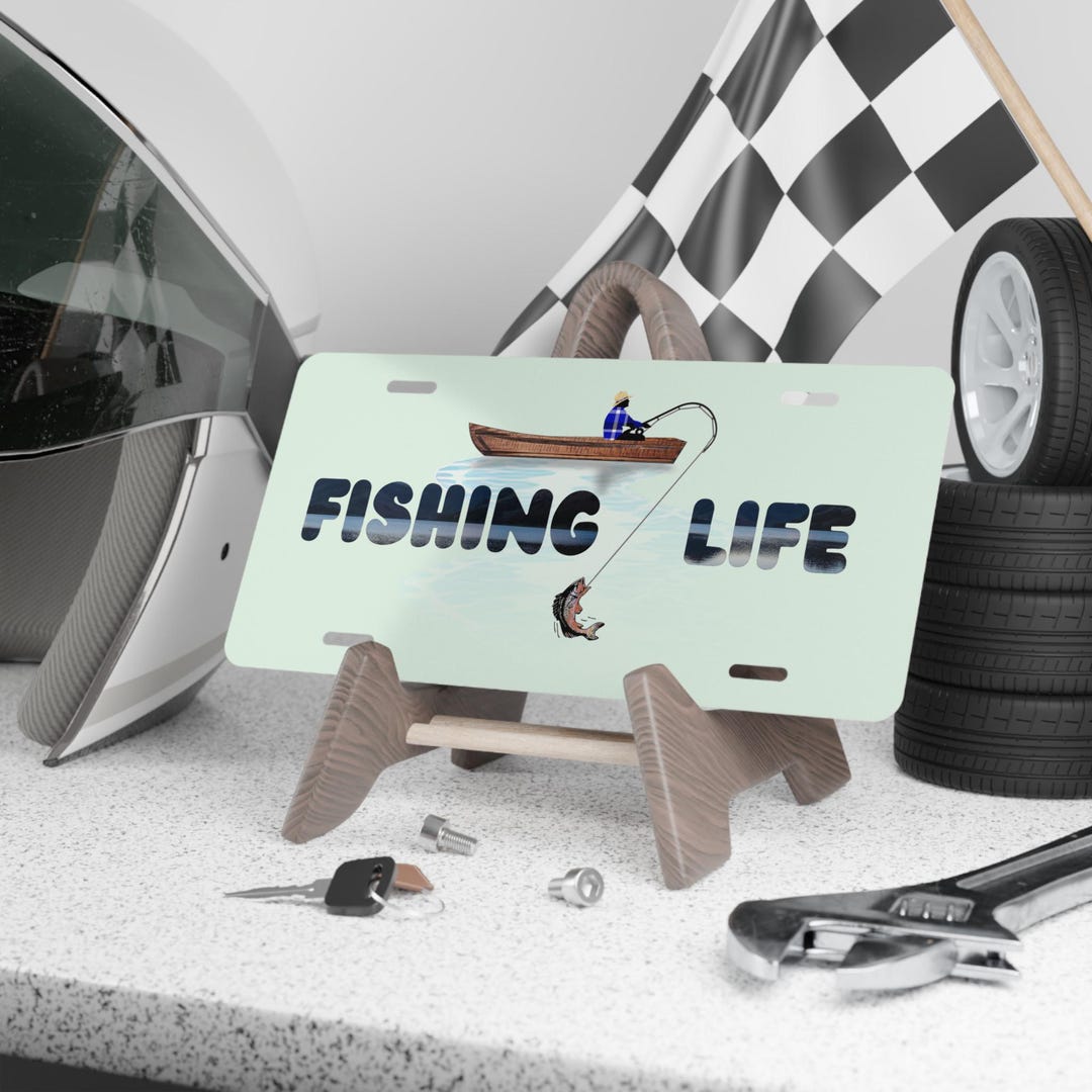 Vanity Plate, Fishing Life Front License Plate, Fisherman Gift ...