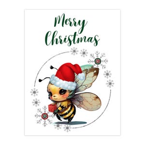 Bumble Bee Christmas Cards, Bee Holiday Card Pack, Christmas Bee, Honey ...