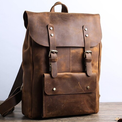 Handmade Full Grain Leather School Backpack Travel Backpack - Etsy