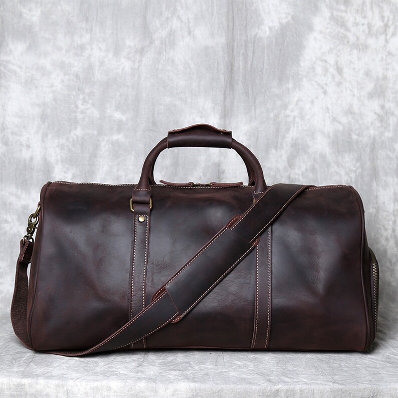 Personalized Mens Travel Bag Full Grain Leather Duffel Bag Etsy