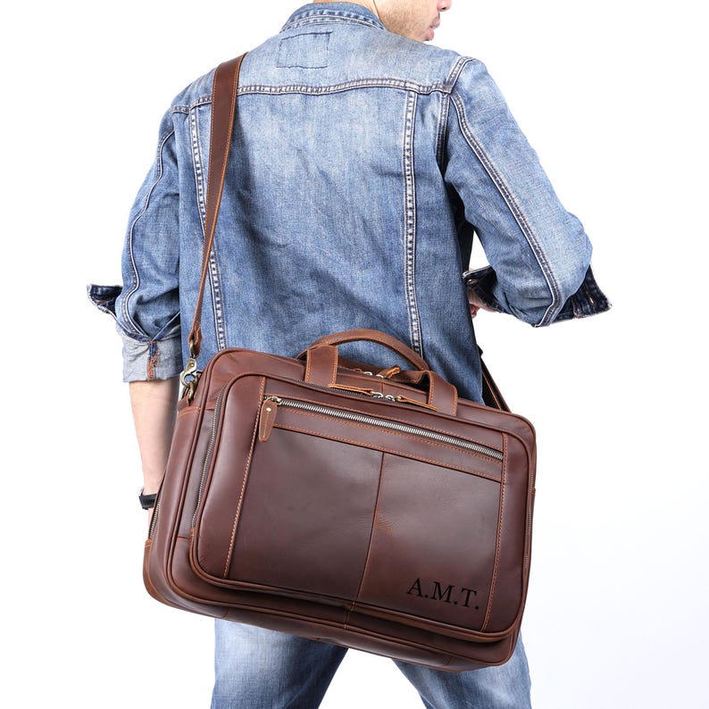Handmade Leather Briefcase Men, Leather Business Bag, Men's Work Bag ...