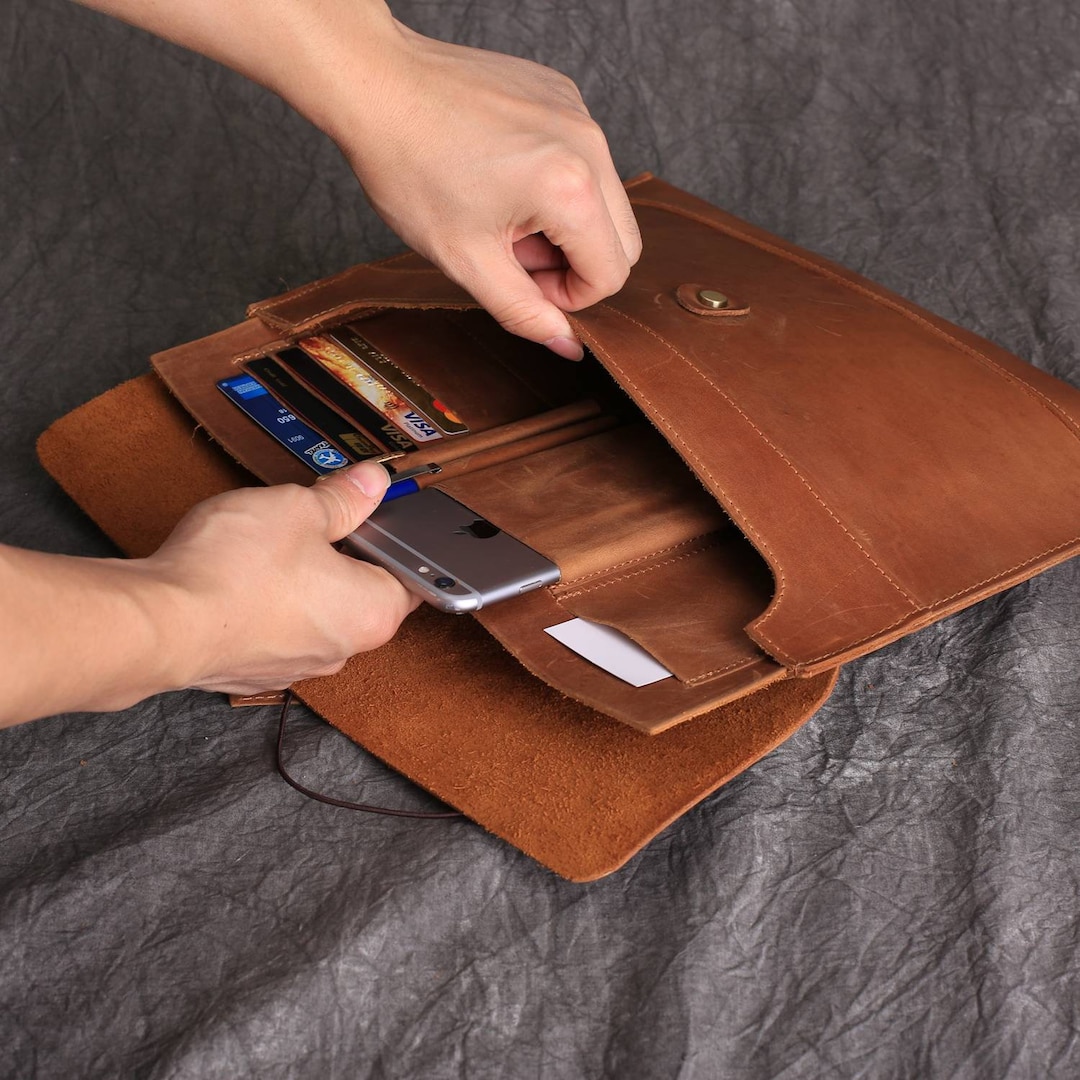Personalized Groomsmen Gift Mens Leather Envelope Clutch Pen Holder ...