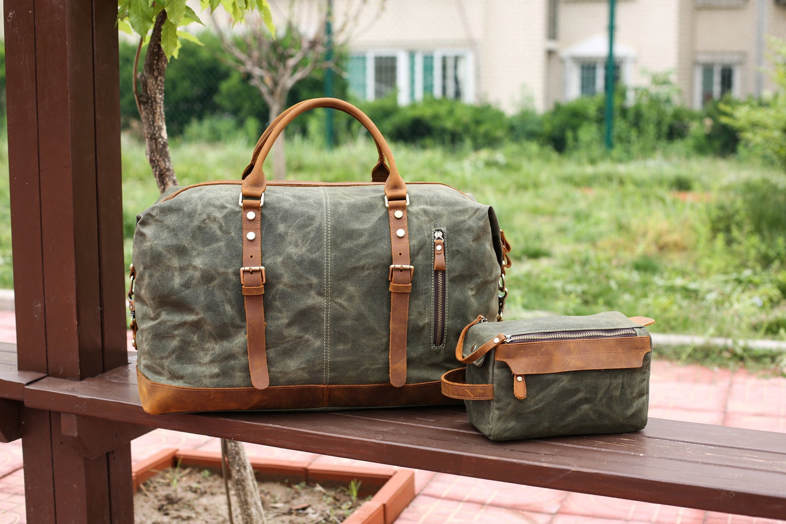 Personalized Mens Travel Bag Set Groomsmen Gift Canvas and | Etsy