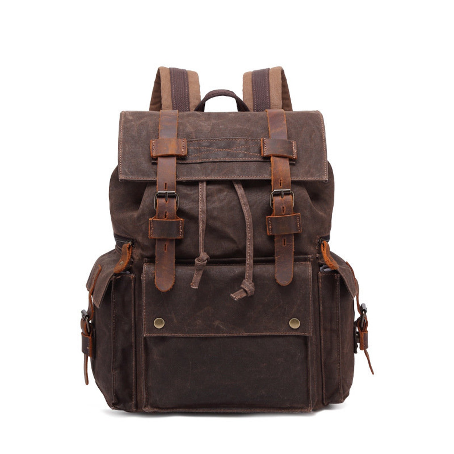 Handmade Waxed Canvas School Backpack Travel Backpack Casual - Etsy