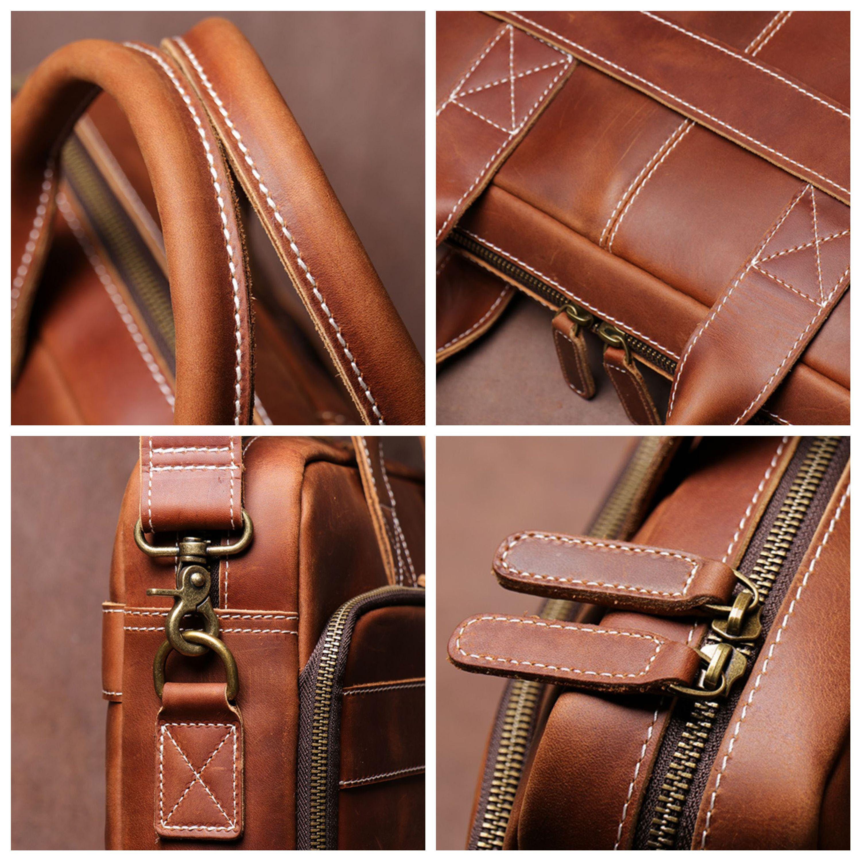 Personalized Vintage Leather Briefcase, Messenger Bag, Men Leather ...