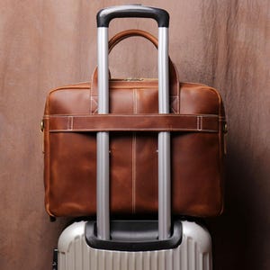 Personalized Leather Laptop Bag, Leather Work Bag With Compartments ...