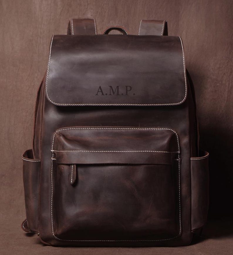 Personalized Leather Backpack, Full Grain Leather Backpack, Large ...