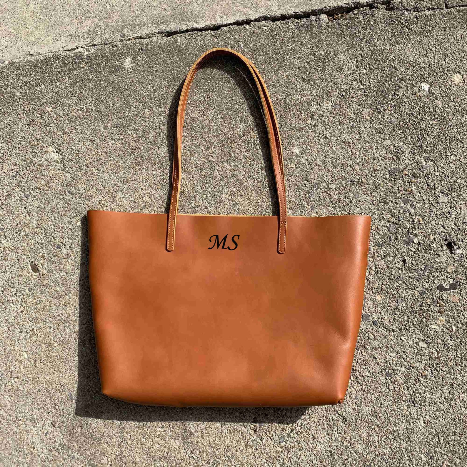 Personalized Leather Tote Bag Large Shopper Bag Leather Purse Shoulder ...