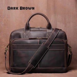 Personalized Leather Laptop Bag, Leather Work Bag With Compartments ...
