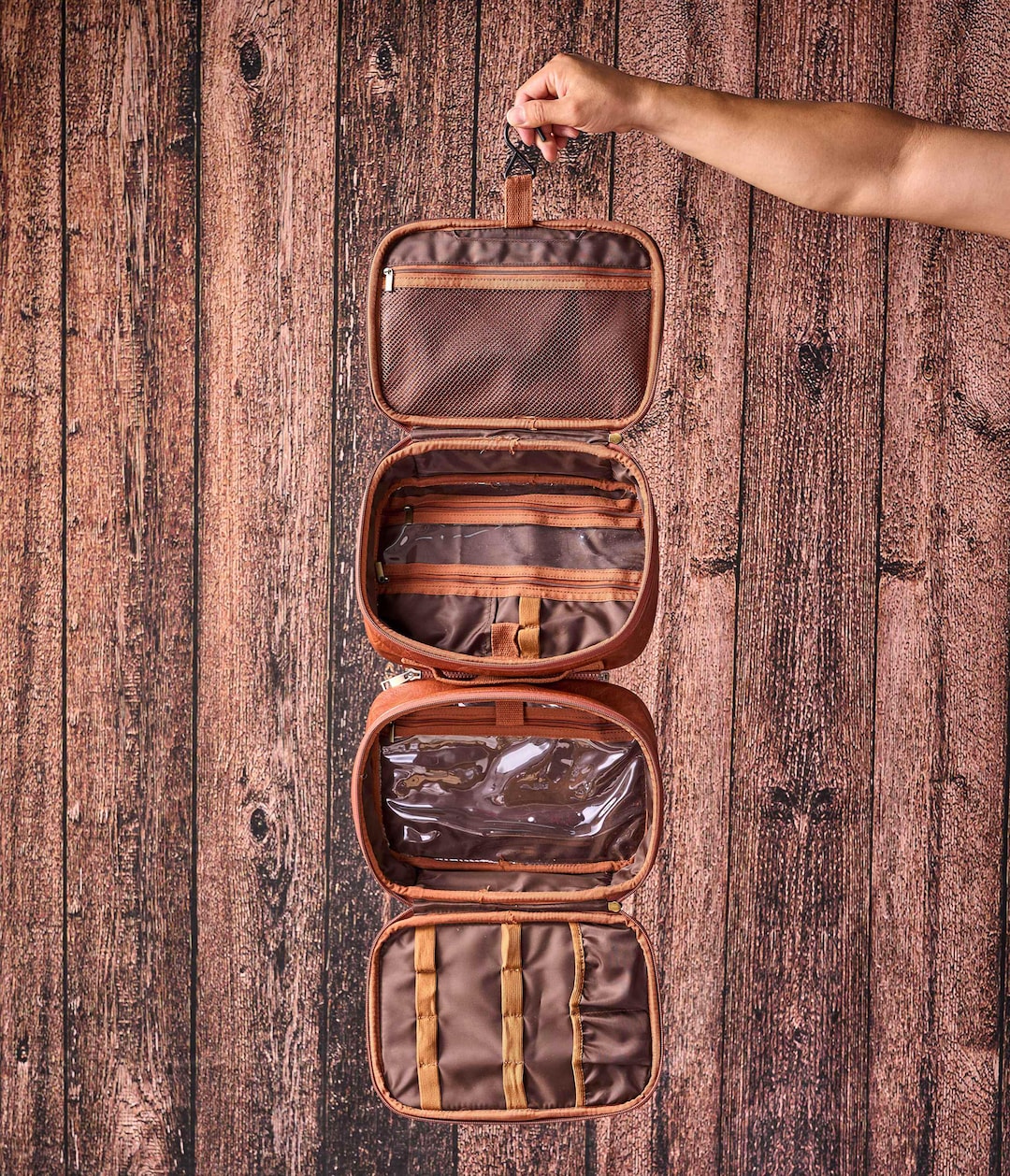Personalized Leather Hanging Toiletry Bag, Shaving Kit Bag, Dopp Kit ...