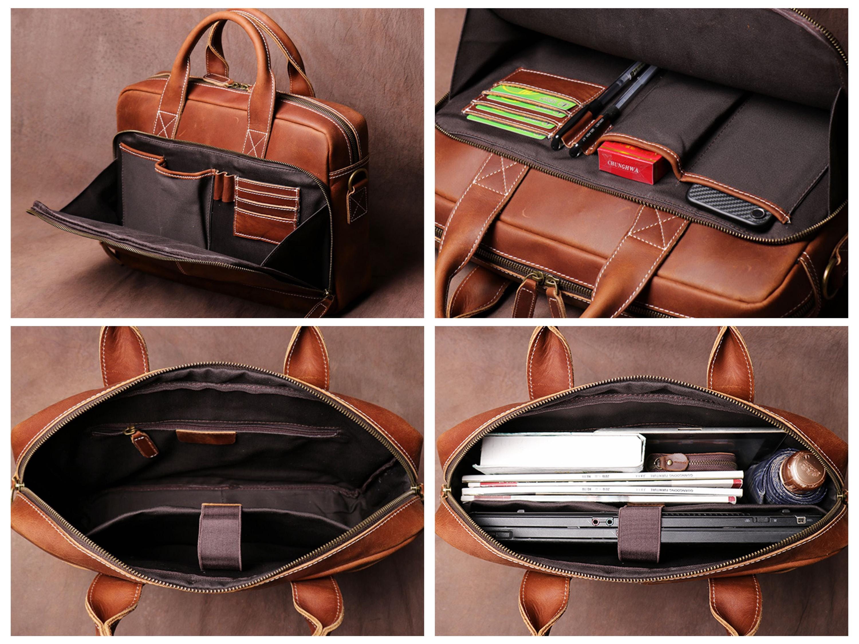 Personalized Vintage Leather Briefcase, Messenger Bag, Men Leather ...