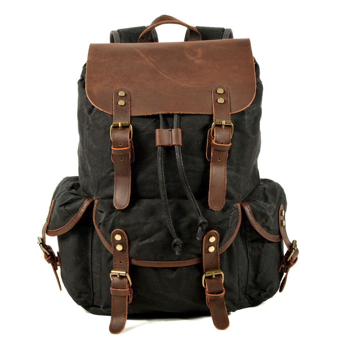 Unisex Travel Backpack Waxed Canvas Outdoor Backpack Laptop Backpack ...