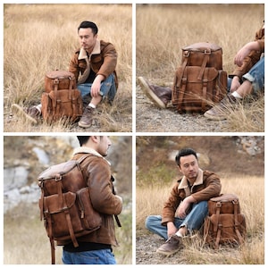 Handmade Distressed Leather Backpack, Oversized Backpack, Weekend ...
