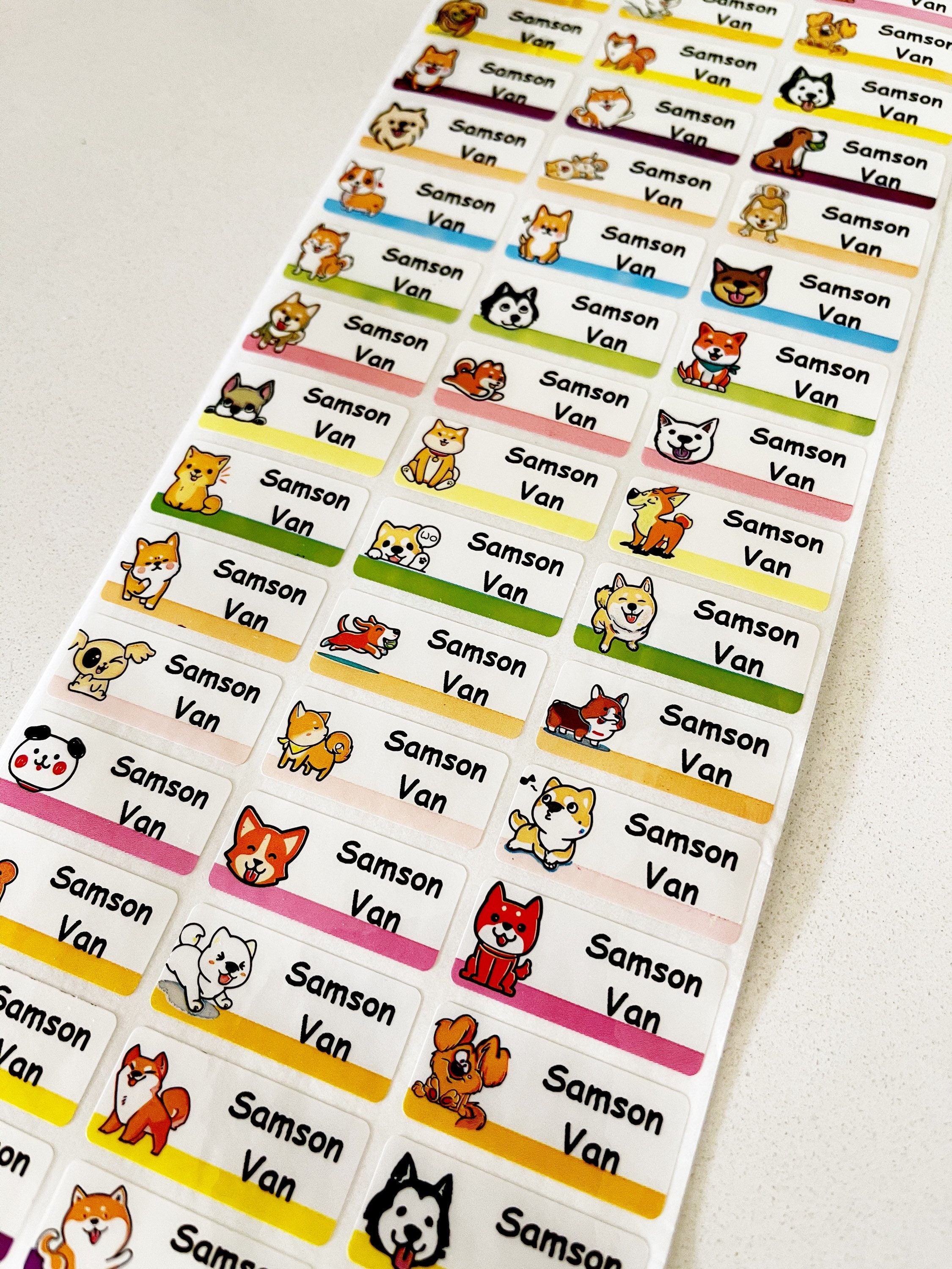 Cute doggy dog waterproof sticker name label | Etsy