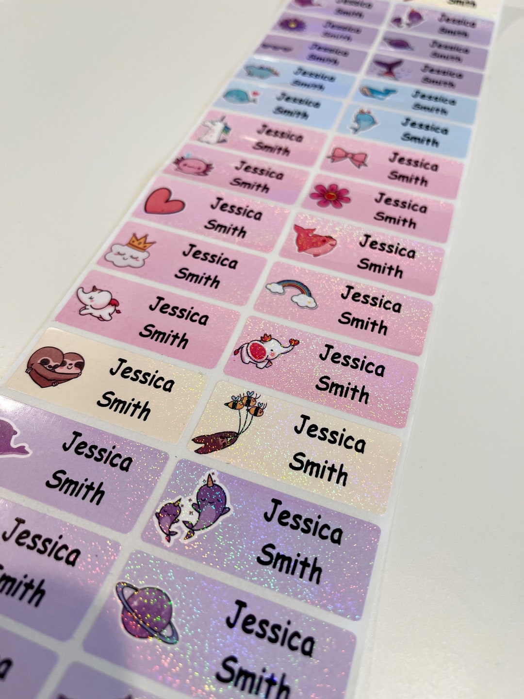 Glittery Girly Waterproof Sticker Name Label - Etsy