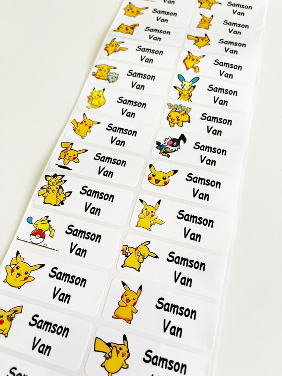 Pikachu Personalise Sticker Name Label Waterproof | Etsy