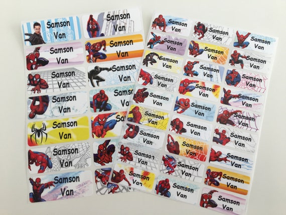 Spiderman Waterproof Personalised Sticker Name Label - Etsy