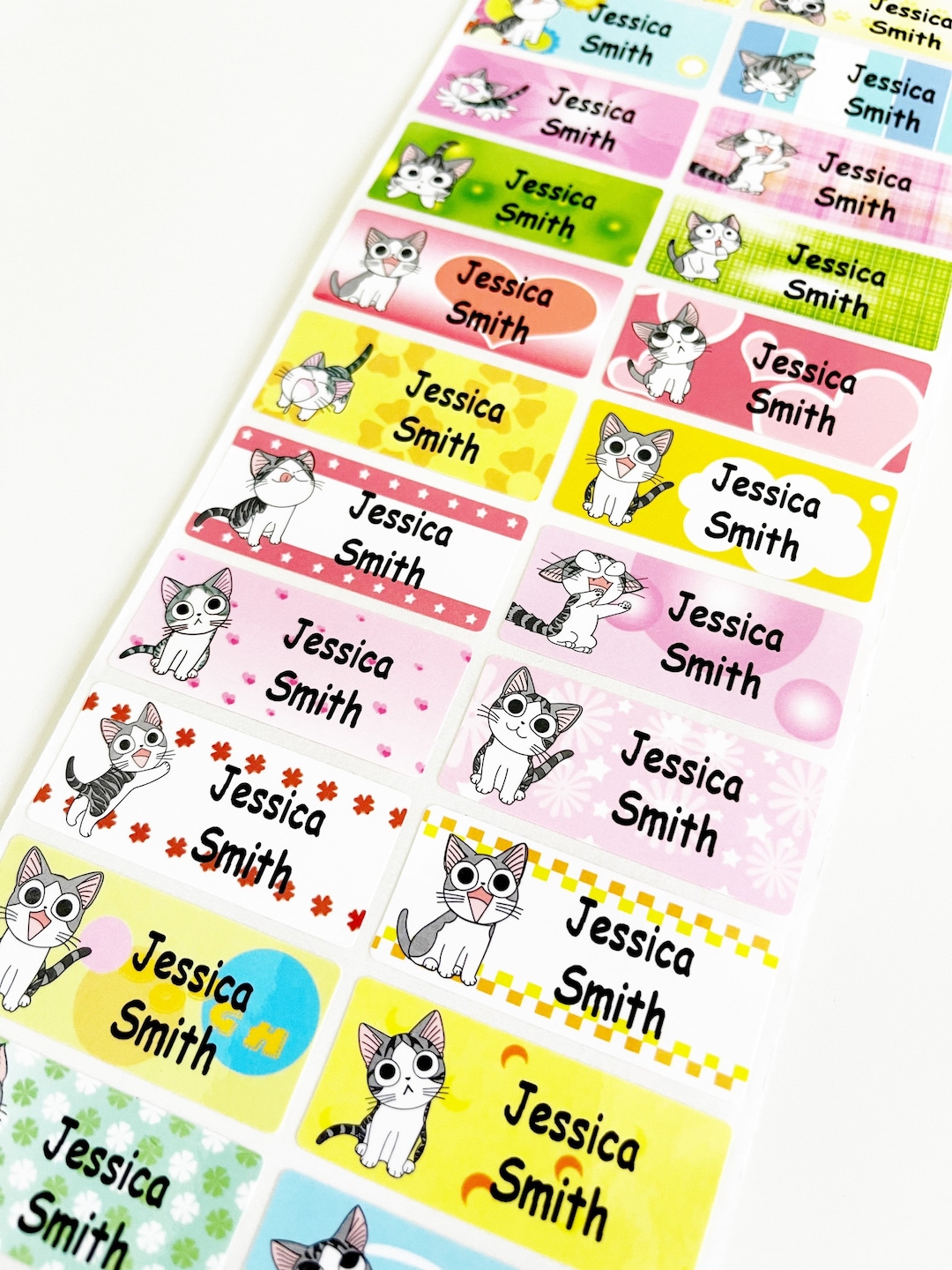 Cat Lover Personalise Sticker Name Label Waterproof - Etsy