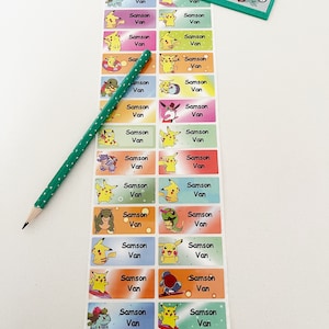Pikachu Personalise Sticker Name Label Waterproof - Etsy