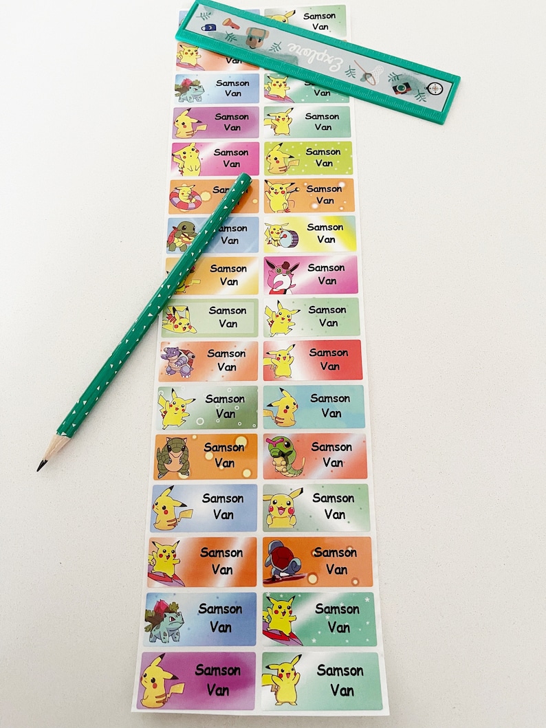 Pikachu Personalise Sticker Name Label Waterproof - Etsy