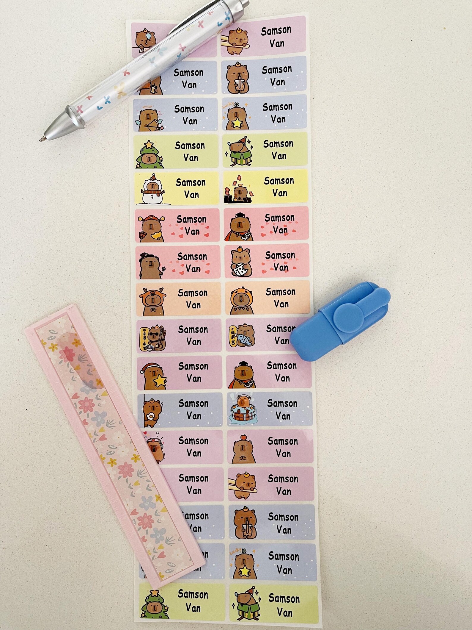 Capybara Waterproof Personalised Sticker Name Label - Etsy