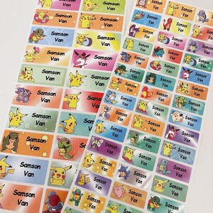 Pikachu Personalise Sticker Name Label Waterproof - Etsy