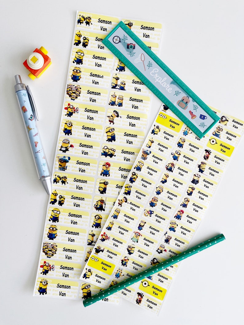 Minion Waterproof Sticker Name Label - Etsy