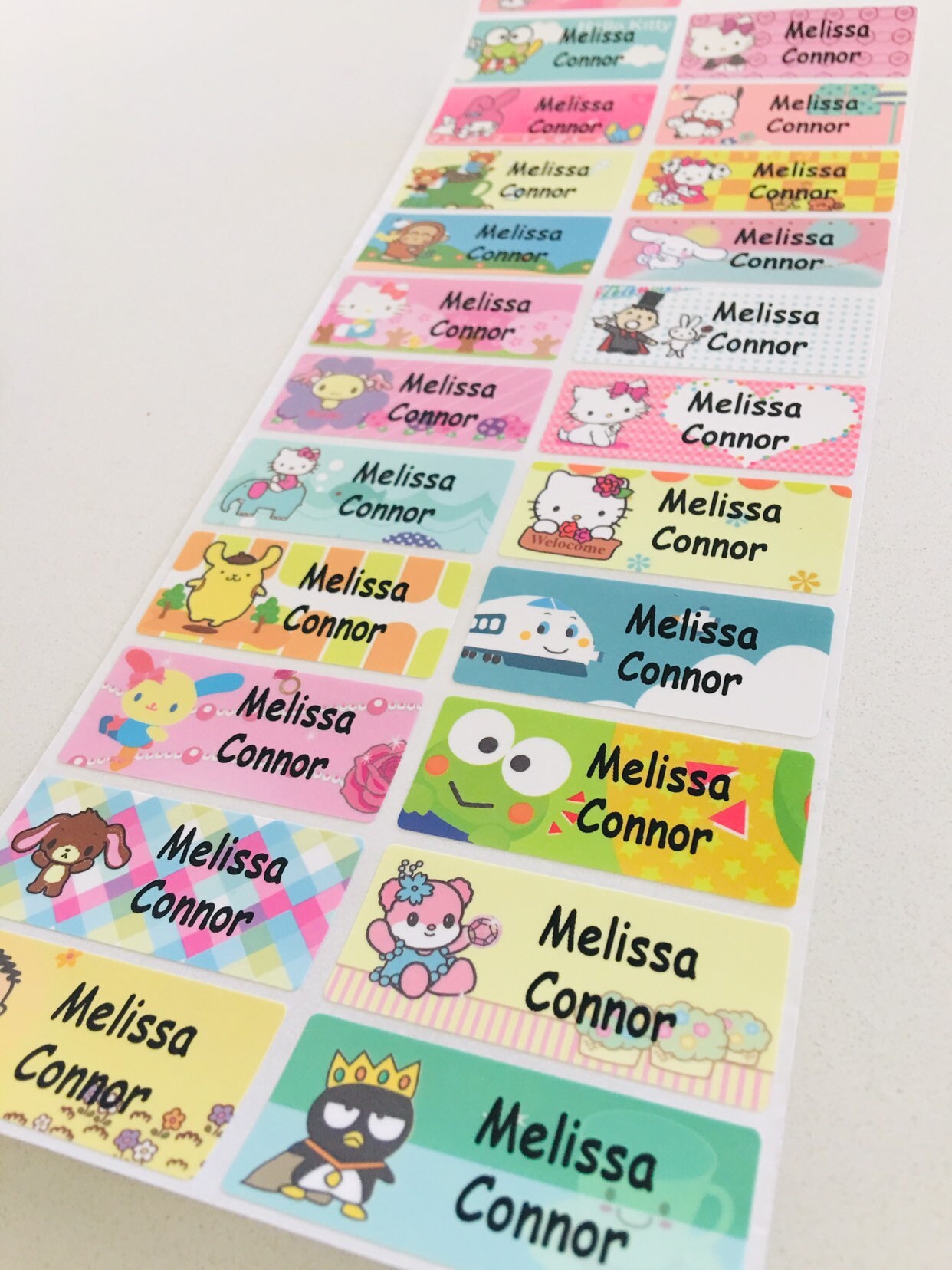 Kawaii Sanrio Assorted Character Waterproof Sticker Name Label - Etsy ...