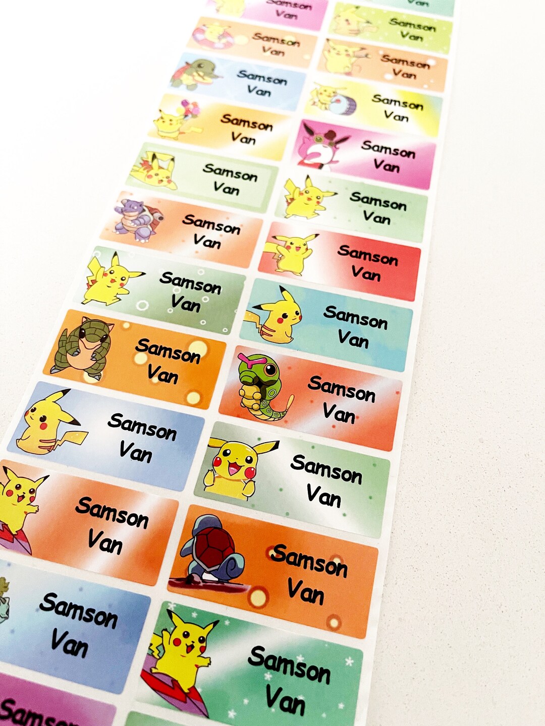Pikachu Personalise Sticker Name Label Waterproof - Etsy