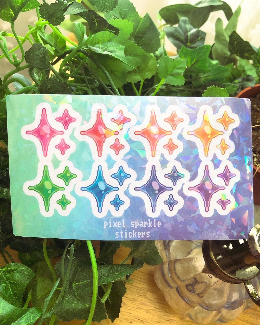 Rainbow Sparkles Pixel Art Holographic Sticker Sheet - Etsy