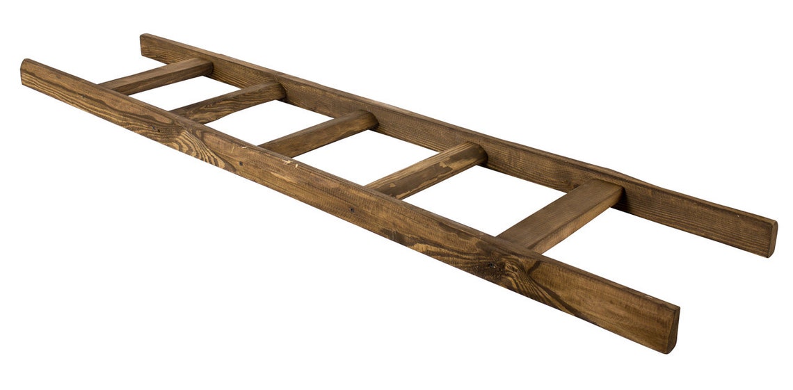 Great Wooden Ladder in Dark Brown With 5 Sprouts Ideal for - Etsy