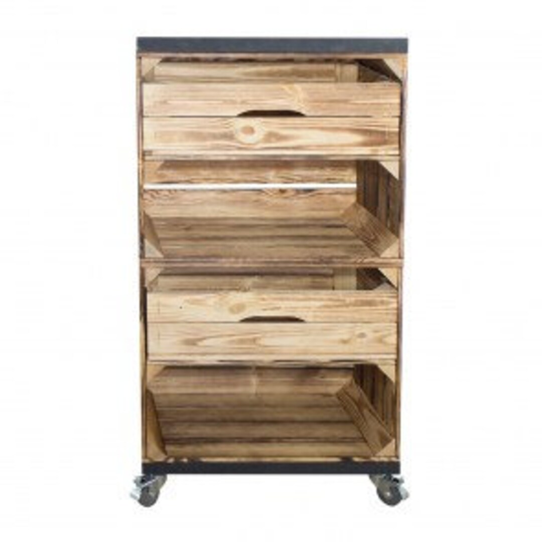 Shelf of Two Flamed Fruit Boxes With Two Drawers and Plank Board in ...