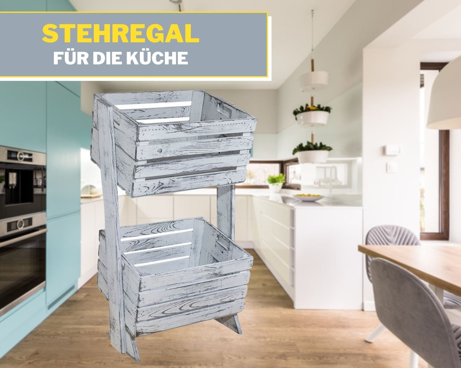 Modern Kitchen Shelf With Two Inclined Gray Wooden Boxes - Etsy