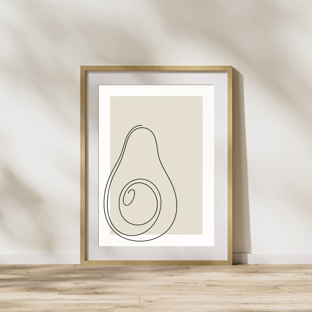 Avocado Line Drawing Print | Digital Download | Printable Art | Modern ...