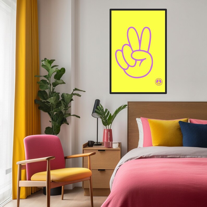 Peace Sign Print Trendy Wall Art Digital Download Retro Wall Art Downloadable Prints Aesthetic ...