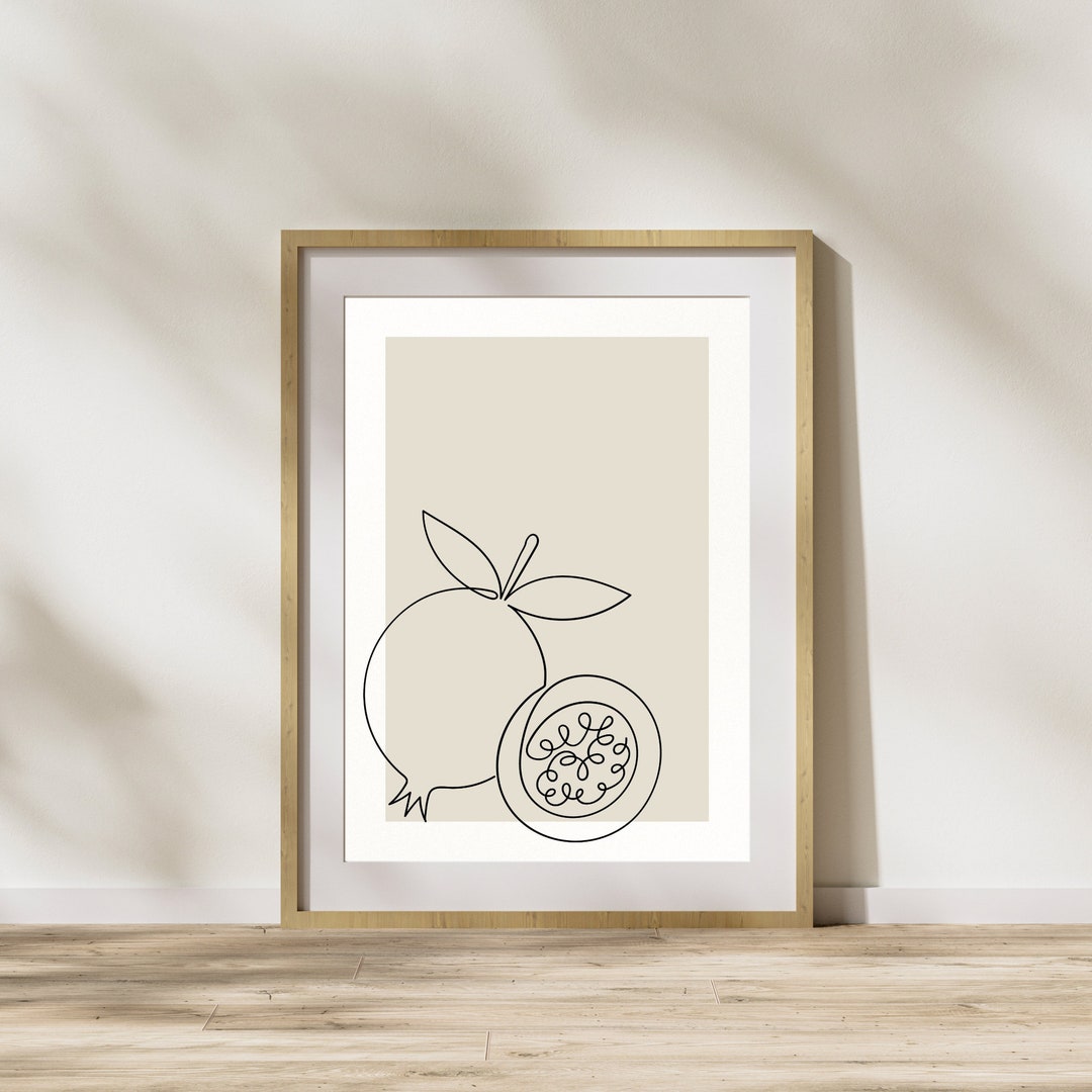 Pomegranate Line Drawing Print Digital Download Printable Art Modern ...