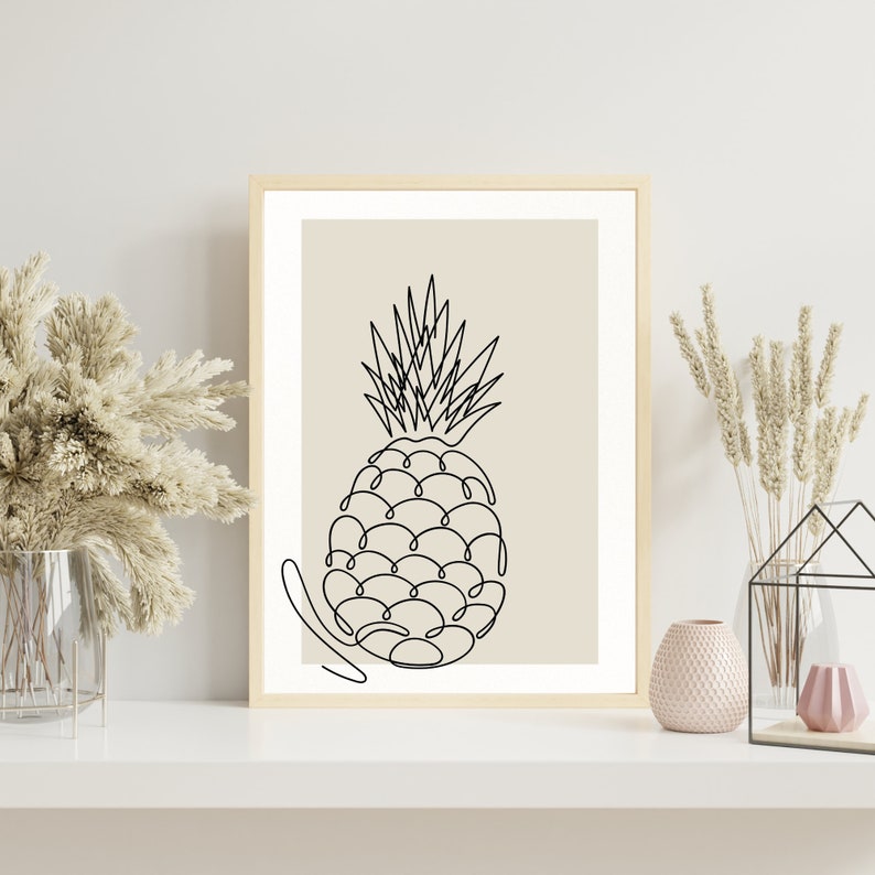 Pineapple Line Drawing Print Digital Download Printable Art Modern ...